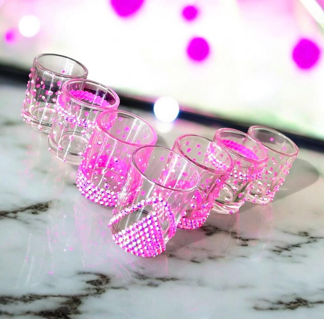 Bedazzled Pink Rhinestone Shot Glass Set of 7 - Etsy