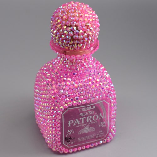 Bedazzled Pink Rhinestone Patron Bottle - Etsy