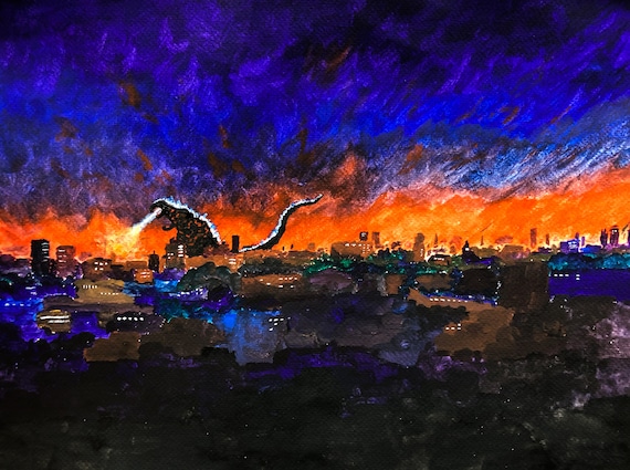 Original Signed Painting Godzilla Watercolour 2020 | Etsy