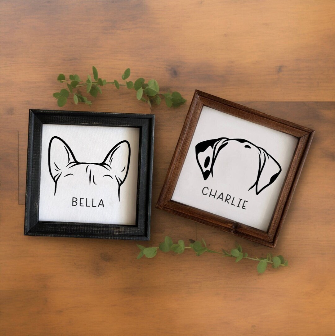 Personalised Dog Ear Outline & Name Sign | Pet Ear Outline Pet Gift for ...