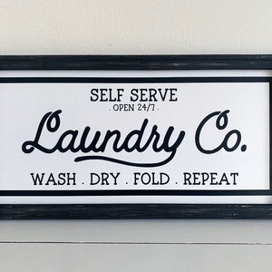 Laundry Room Sign, Wash Dry Fold Sign, Wash Dry Fold Repeat Sign ...