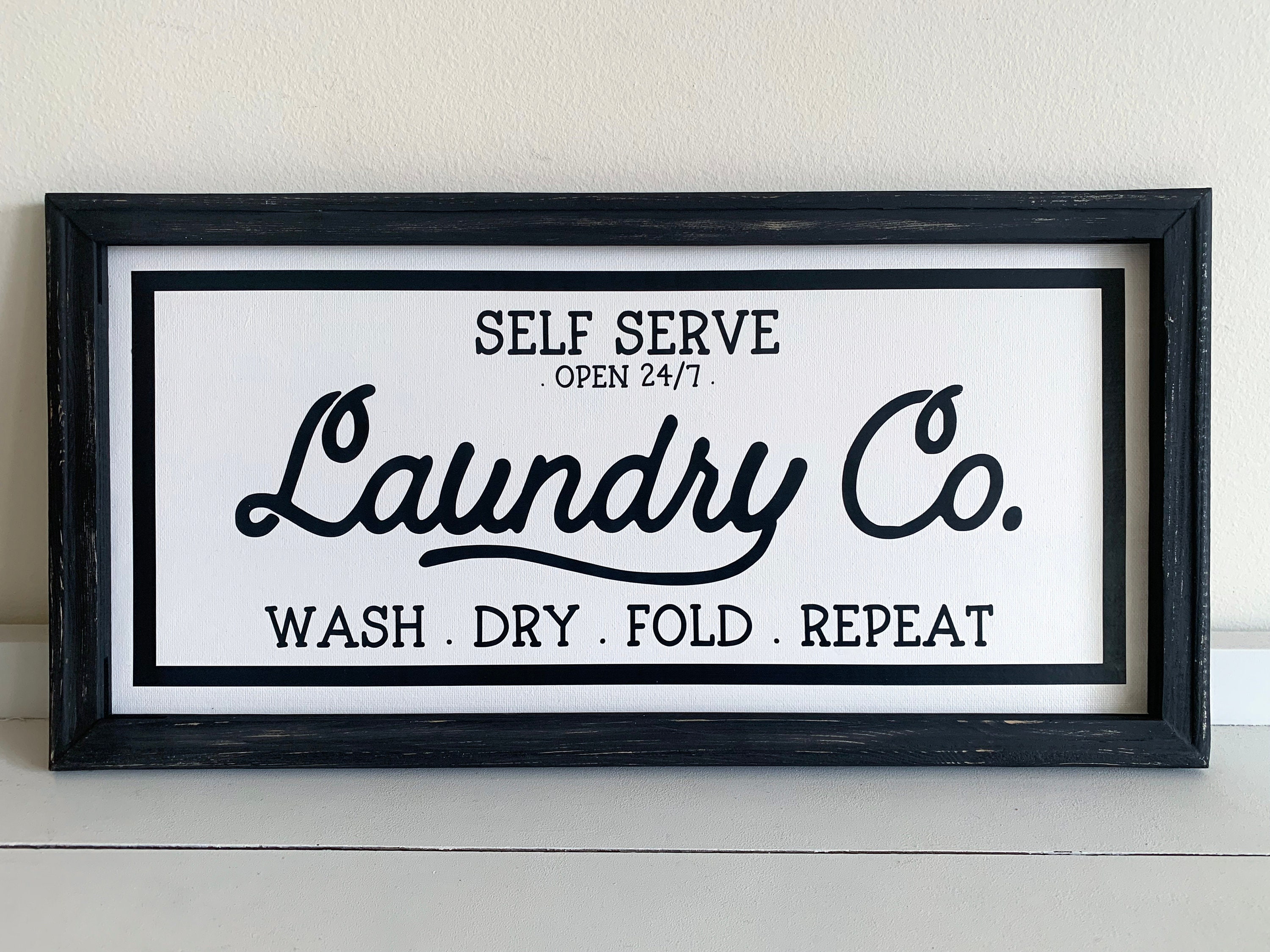 Laundry Room Sign, Wash Dry Fold Sign, Wash Dry Fold Repeat Sign ...