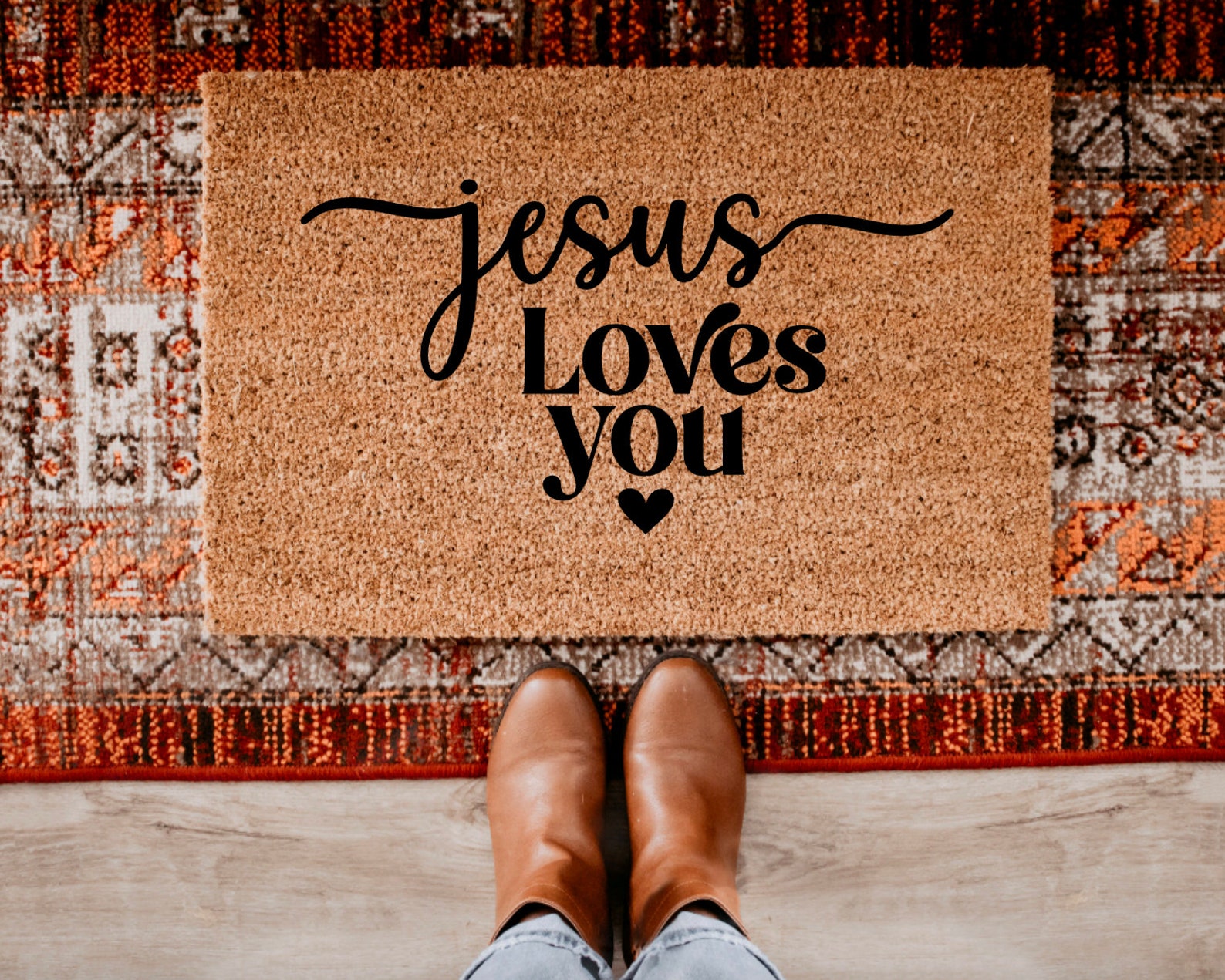 Jesus Loves You Doormat Religious Gif Wedding Gift for Home Decor Gifts ...