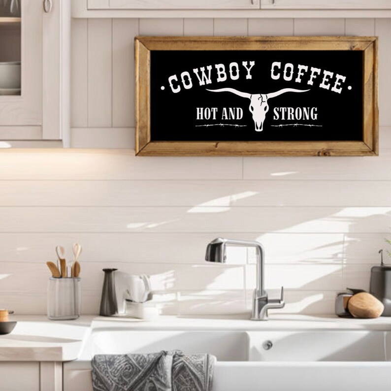 Cowboy Coffee Sign | Western Decor Wall Cowboy Gifts Coffee Bar Sign ...