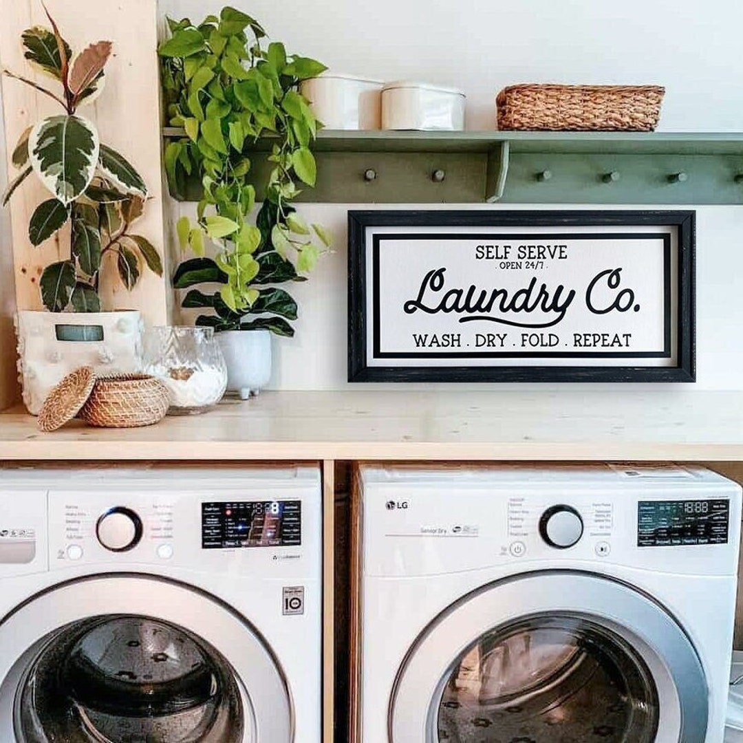 Laundry Room Sign, Wash Dry Fold Repeat Sign, Laundry Room Decor, Mud ...