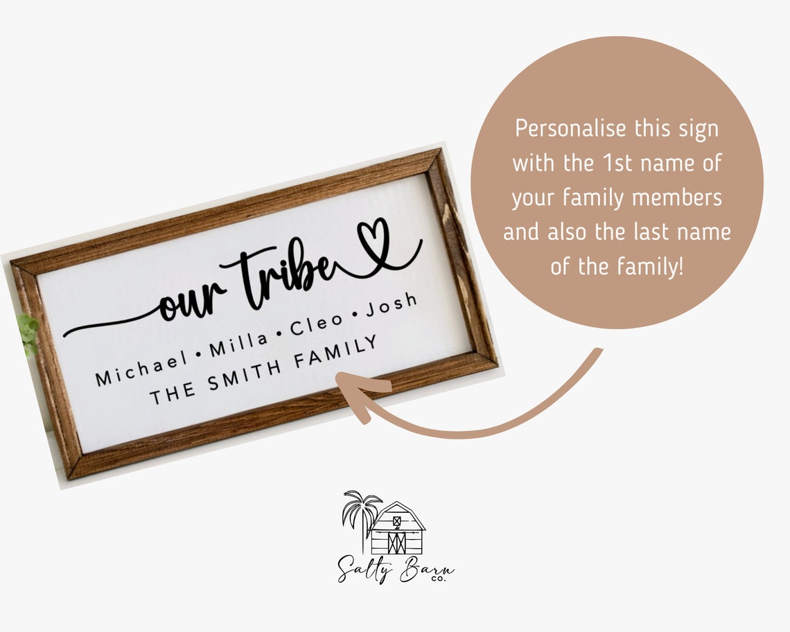 Our Tribe Sign | Family Sign With Names Family Last Name Sign Family ...