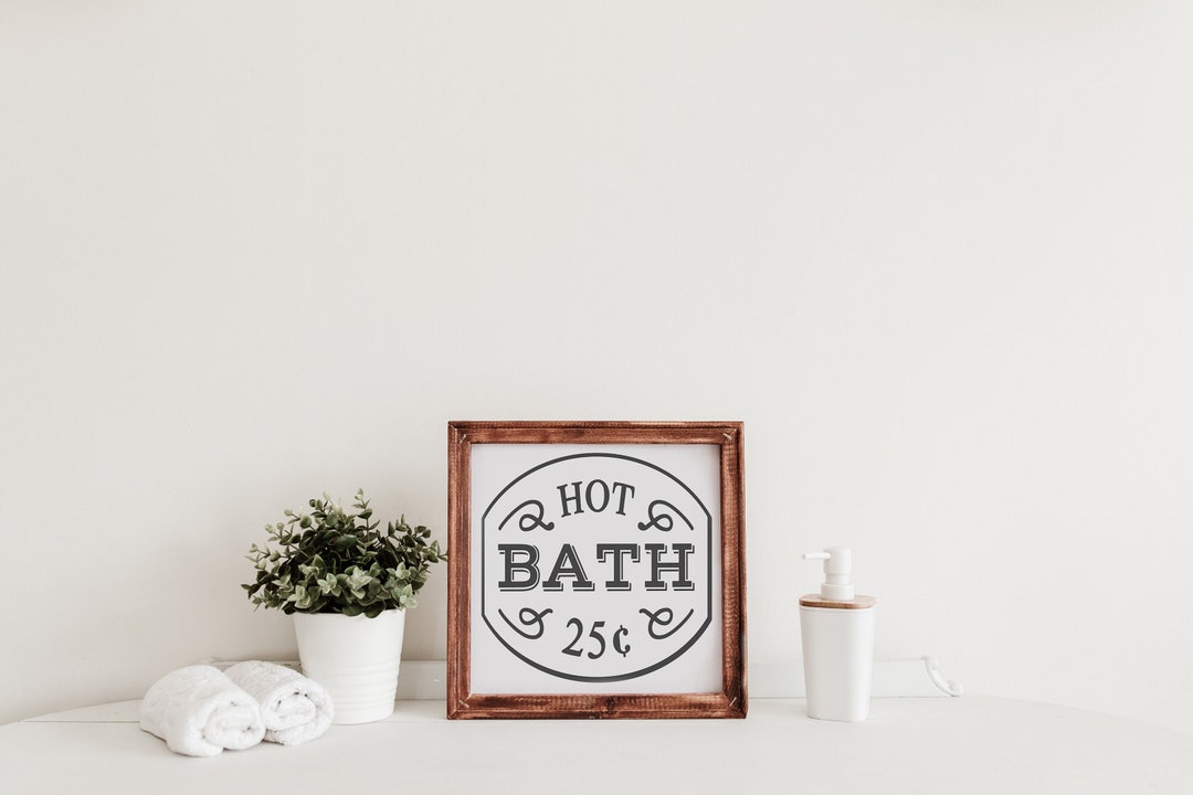 Bathroom Sign | Bathroom Wood Framed Sign | Wood Frame Sign | Bathroom ...