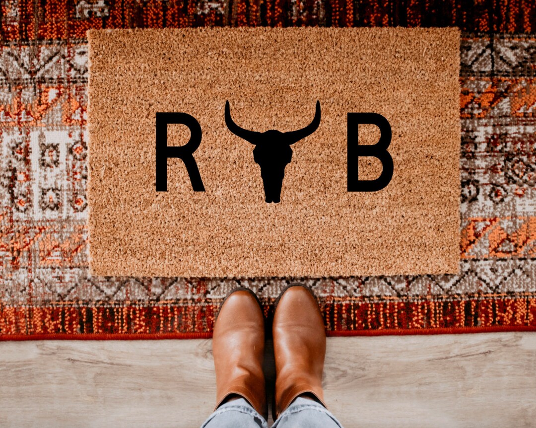 Custom Western Door Mat Personalized Couple Initials Welcome Mat ...