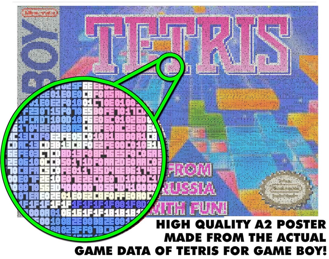 Tetris GB Code Poster A2. Unique Gift the Entirety of Tetris for Game ...