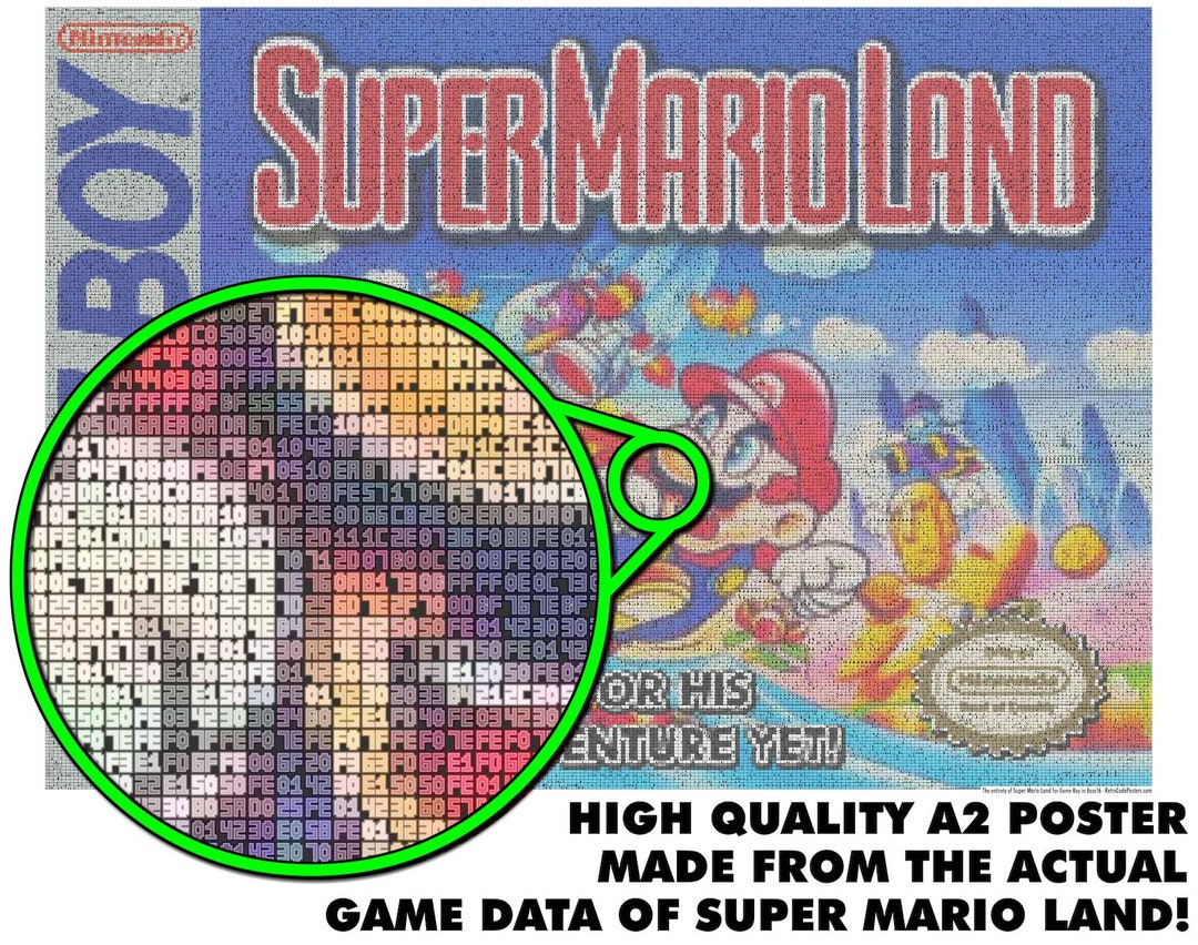 Super Mario Land A2 Code Poster. Unique Gift! the Entire Super Mario ...
