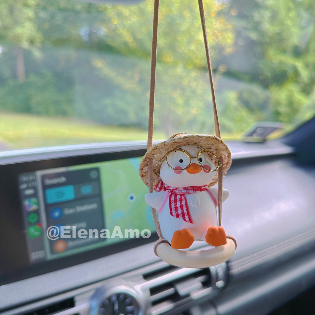 Cute Duck Swing With Hat Car Accessories Car Rearview Mirror - Etsy