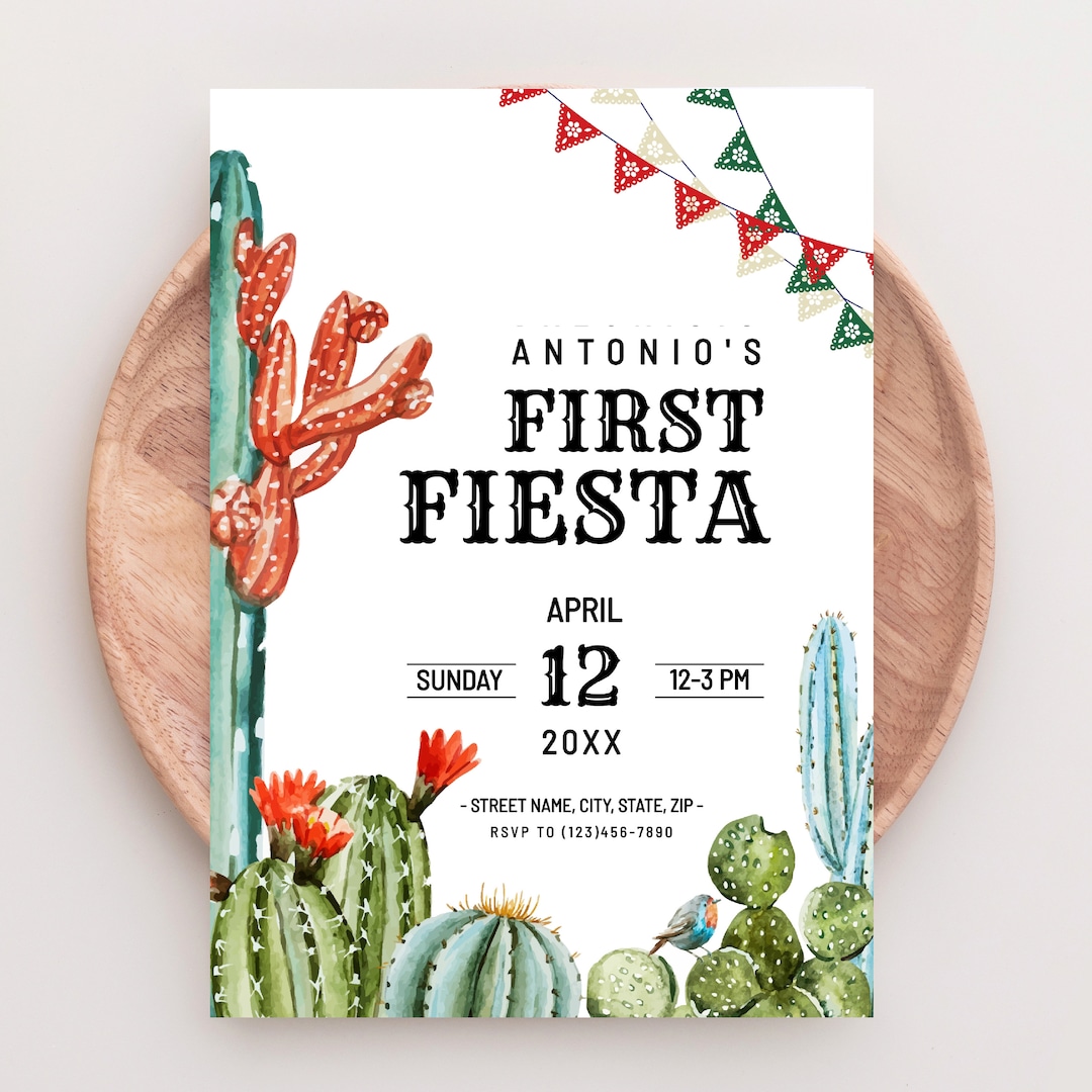 First Fiesta Birthday Invite, Birthday Invitation, First Birthday ...