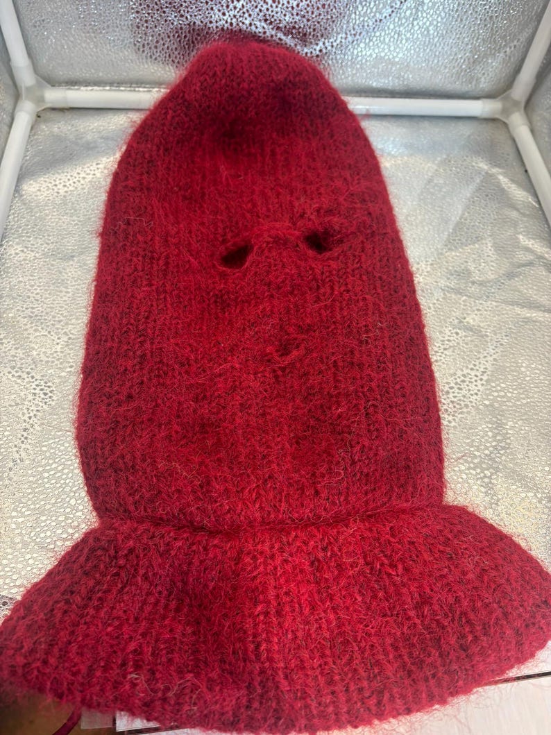 Balaclava Ski Mask Red 3 Hole Winter Hat Mohair/alpaca Blend - Etsy