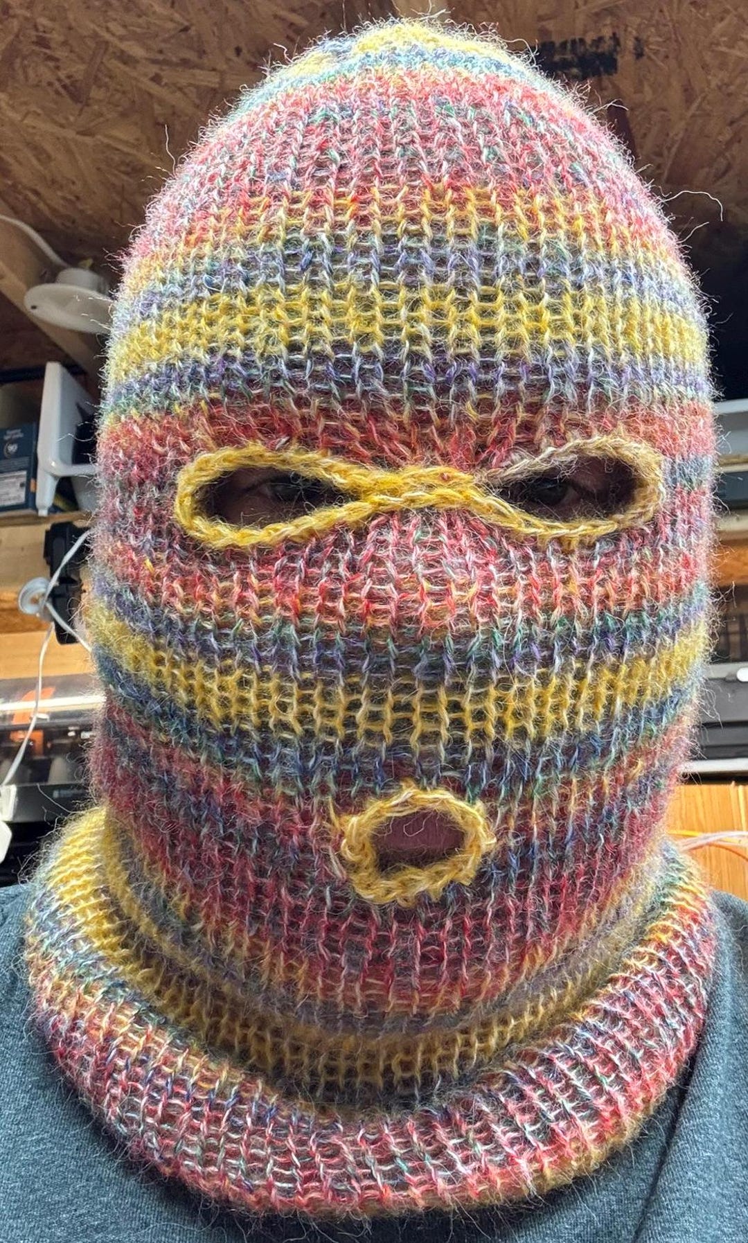Ski Mask Balaclava 3 Hole Yellow Red Purple Stripe Mohair Thin Mask - Etsy