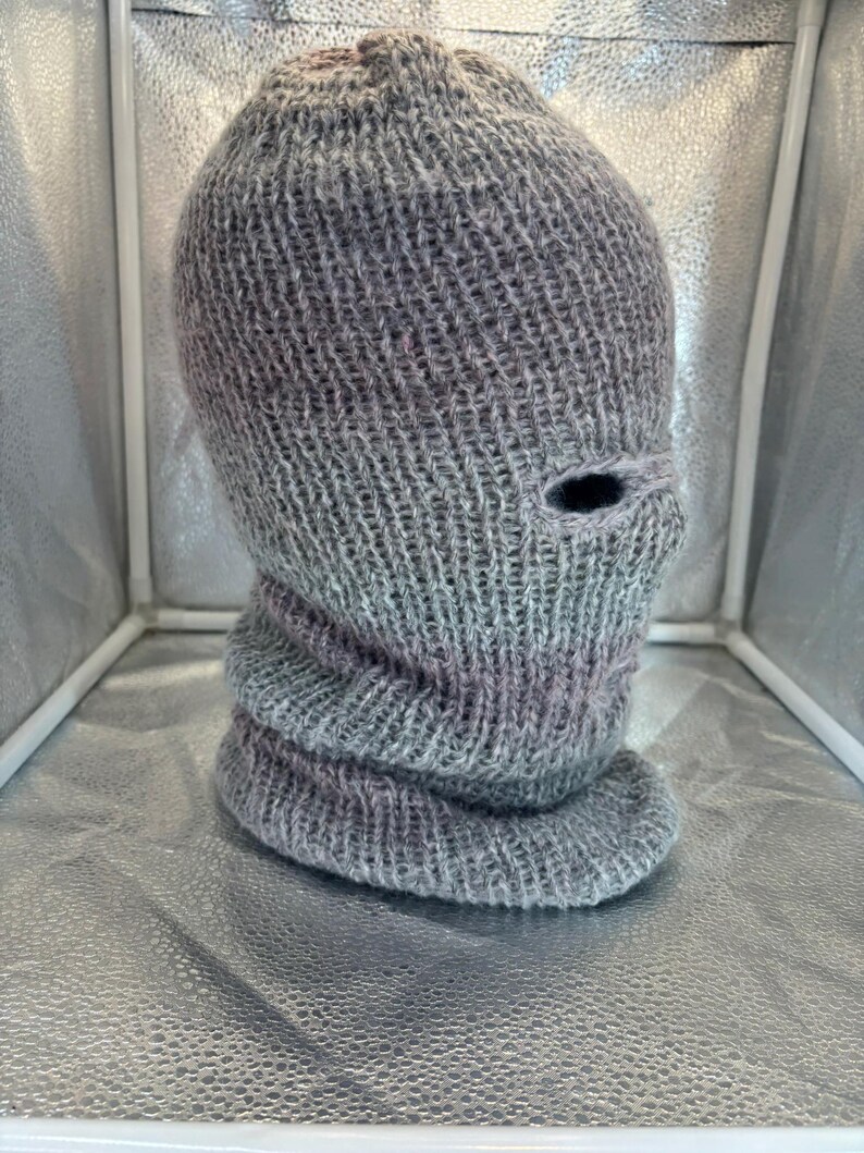 Ski Mask Balaclava 3 Hole Gray Pinkish Soft Acrylic - Etsy