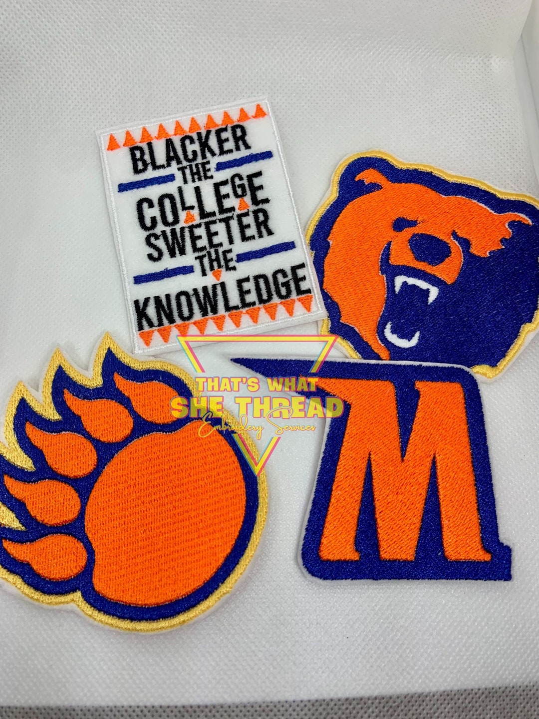 Morgan State U HBCU Sew on Patch Embroidered Bundle, Melanin, Black ...