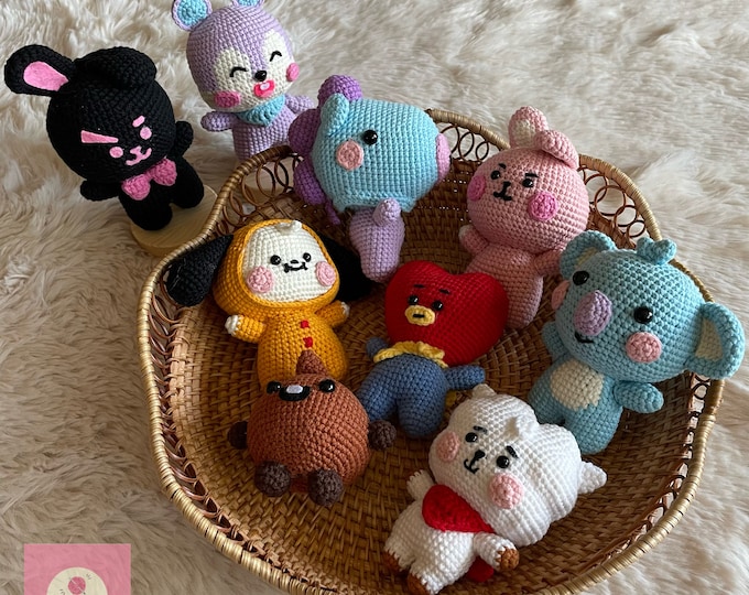 Handmade Crochet Baby BT21 BTS Doll, Stuffed Toy, Koya, RJ, Shooky ...