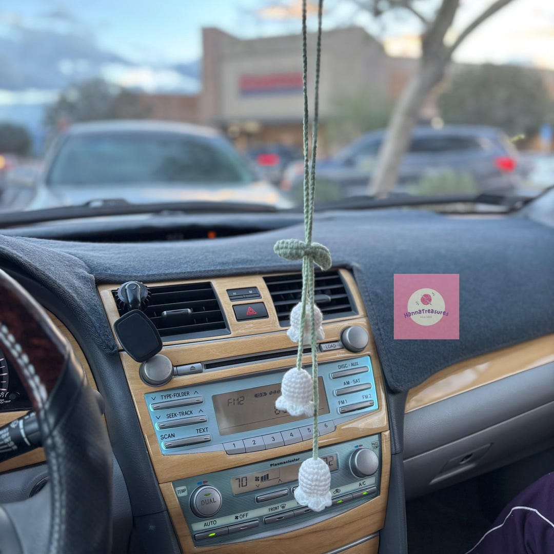 Handmade Crochet Flower Car Hanging Accessory, Ornament, Car Interior ...