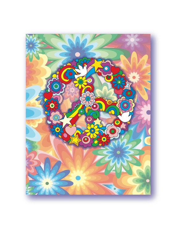 Groovy Peace Pop Art Recycled Flower Power Mazeology | Etsy