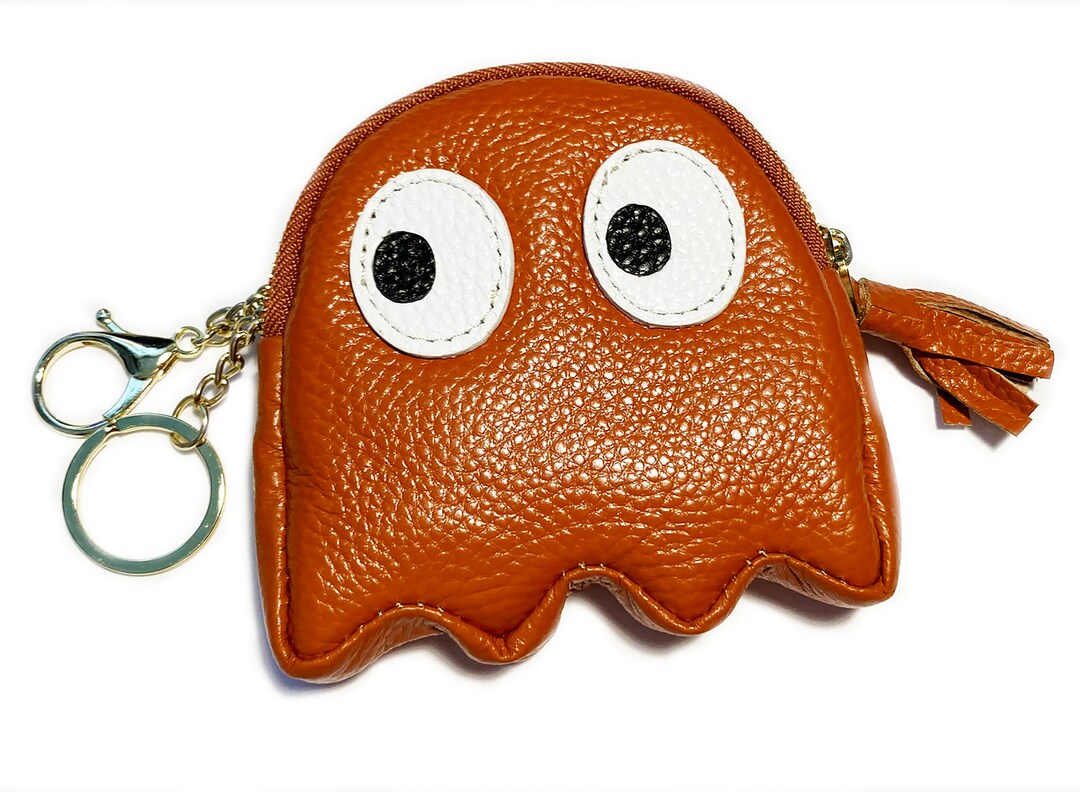 Big Eyes Brown Pac-man Octopus Design Genuine Leather Coin Purse, NEW ...