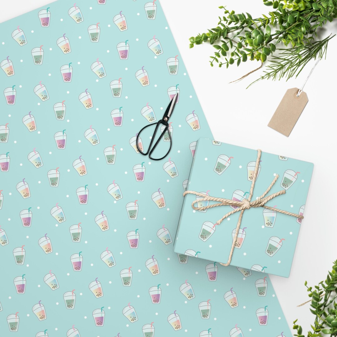 Boba Tea Pattern Wrapping Paper Gift Wrap - Etsy