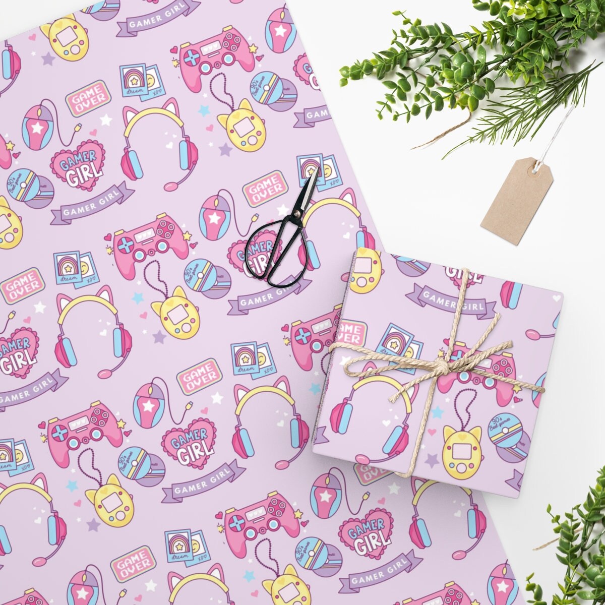 Kawaii Gamer Girl Pattern Wrapping Paper Gift Wrap - Etsy