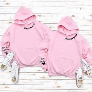 Custom Matching Couple Hoodie, Personalized Names Text on Neck and ...