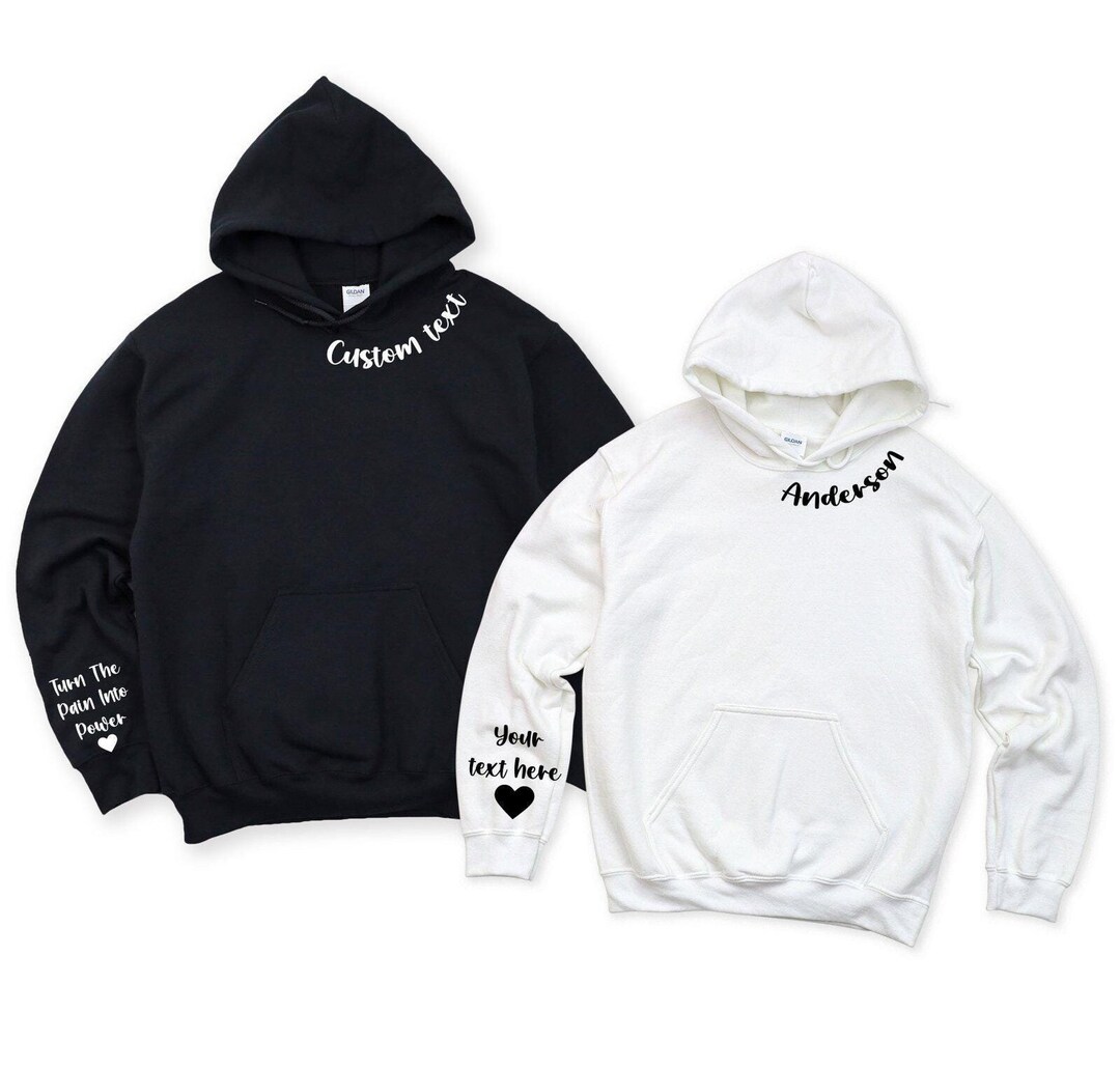 Custom Matching Couple Hoodie, Personalized Names Text on Neck and ...