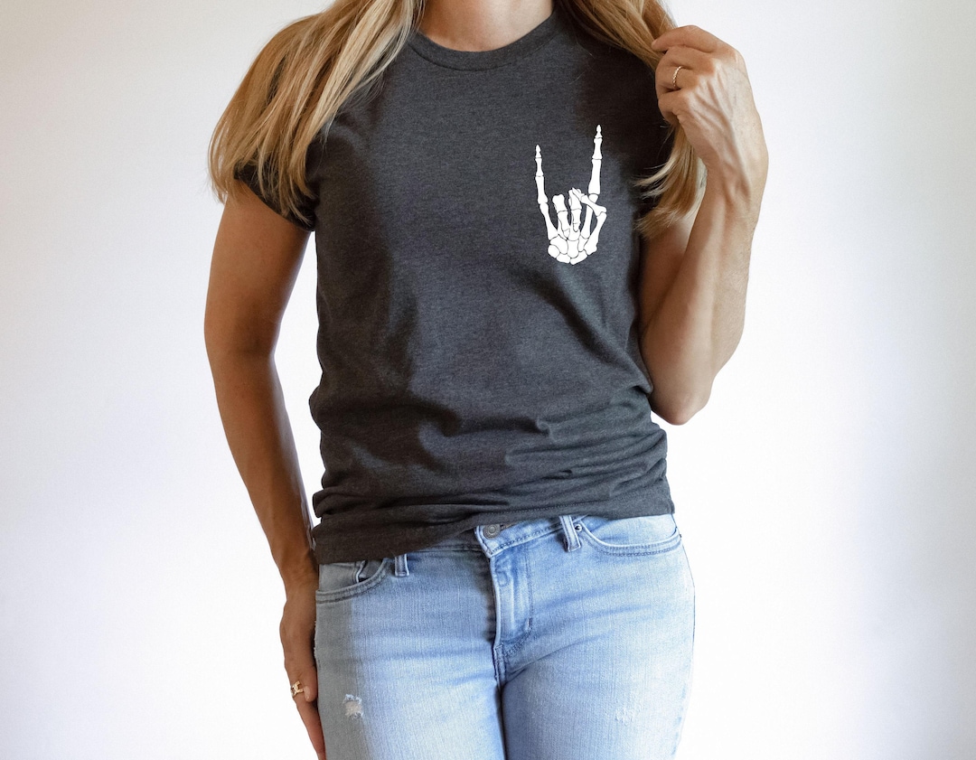 Skeleton Hands Pocket Shirt, Minimalist Skeleton, Witchy Skeleton ...