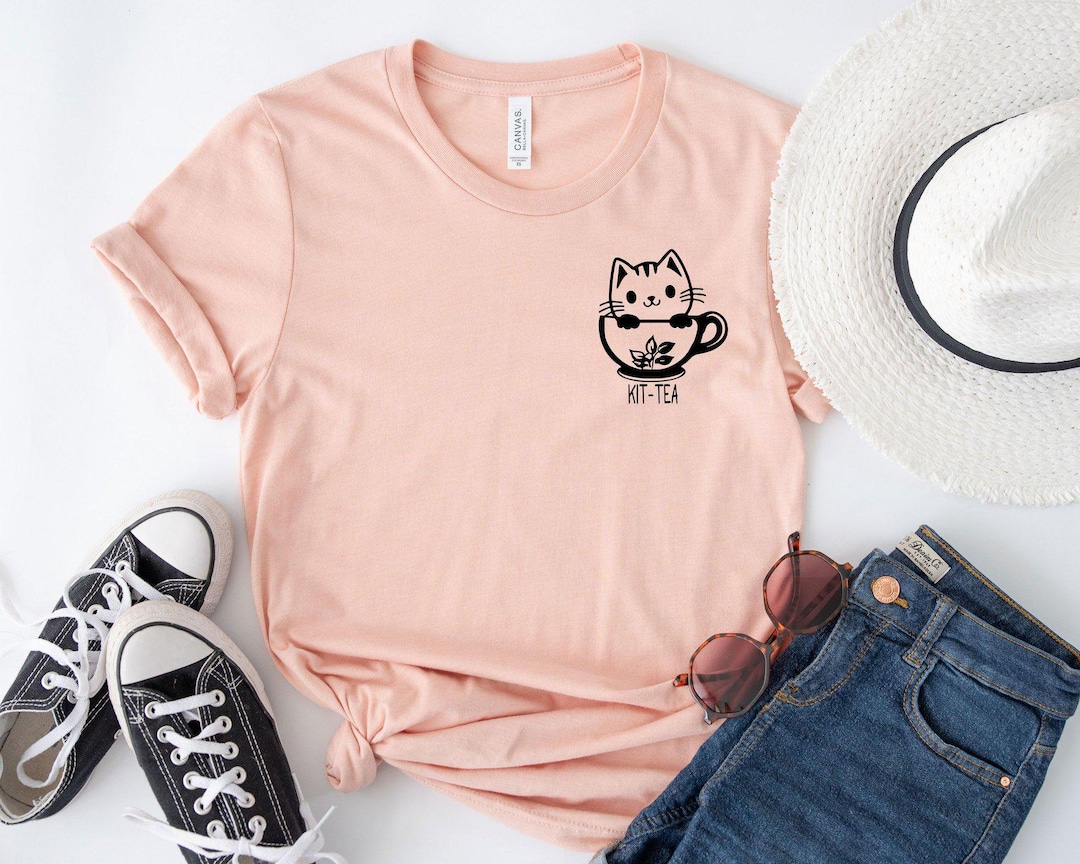 Funny Cat Pocket Shirt, Minimalist Tea Shirt, Cat Mom Shirt, Kitten T ...