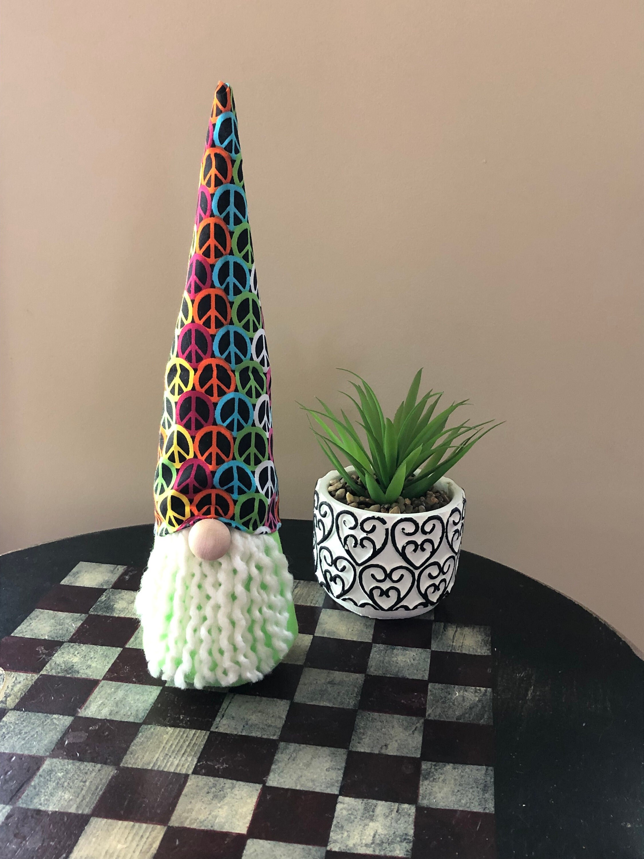 Peace Gnome, Hippie Gnome, Tall Rainbow Gnome, Retro Gnome, Rainbow ...