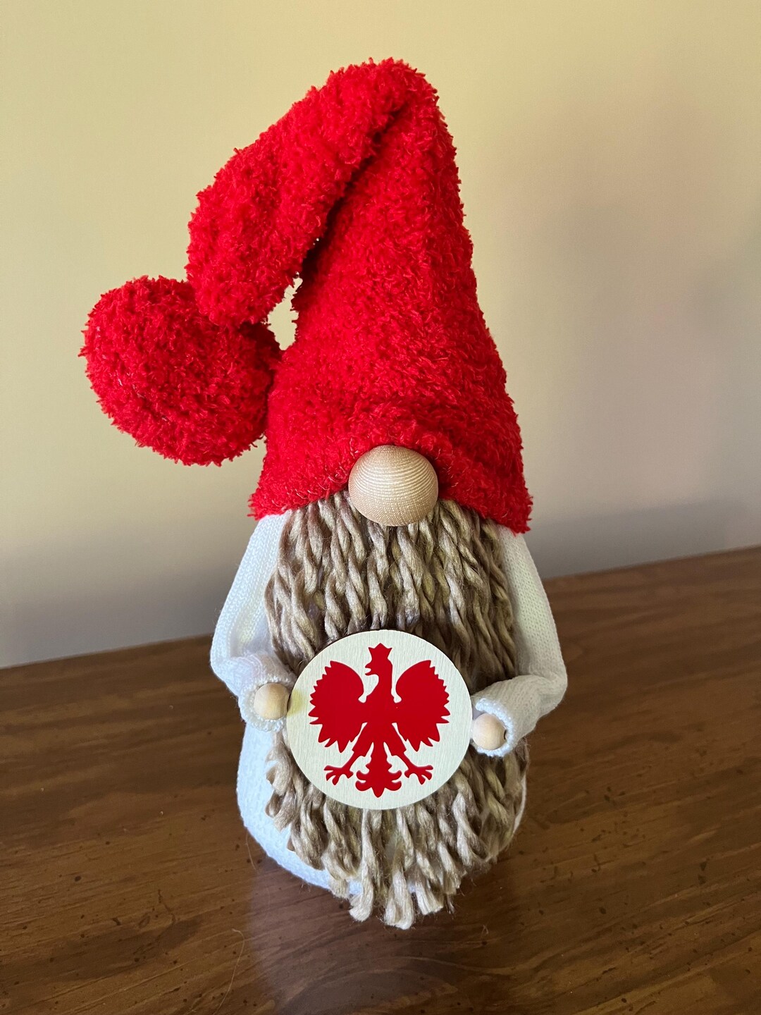 Polish Falcon Gnome: Red Fuzzy Hat, Indoor Poland Decor - Etsy