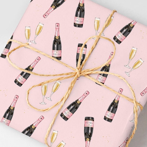 Wrapping Paper: Orange Champagne Gift Wrap christmas - Etsy