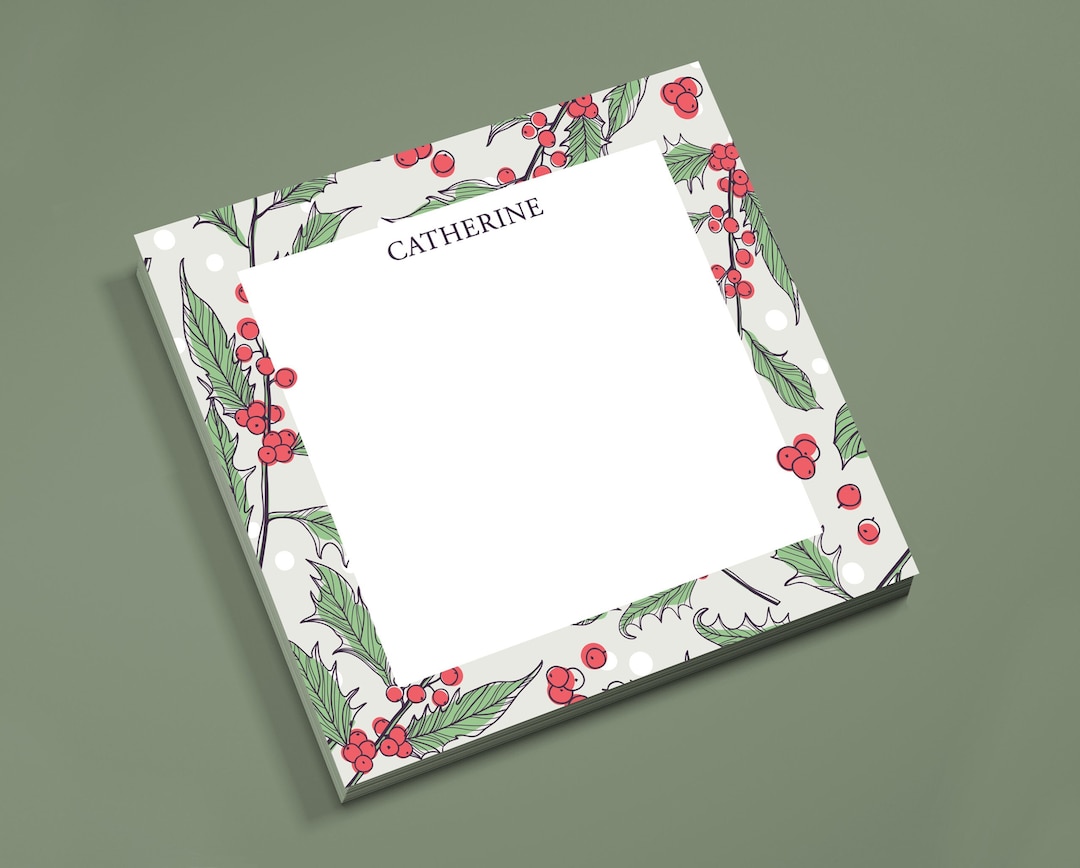Personalized Christmas Sticky Notes, Holly and Berries Post-it® Notes ...