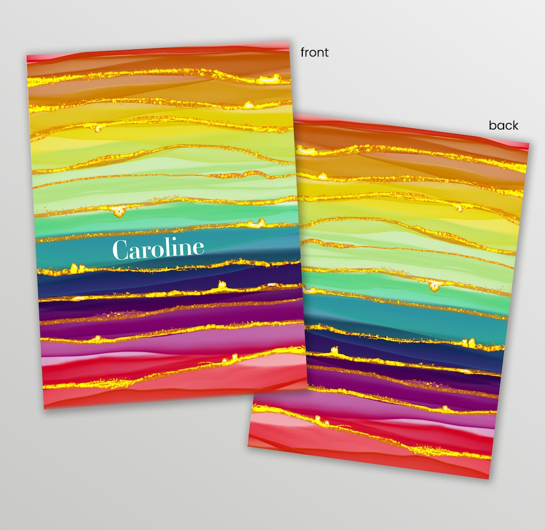 Personalized Rainbow Pocket Folder, Back to School, Striped Rainbow and ...