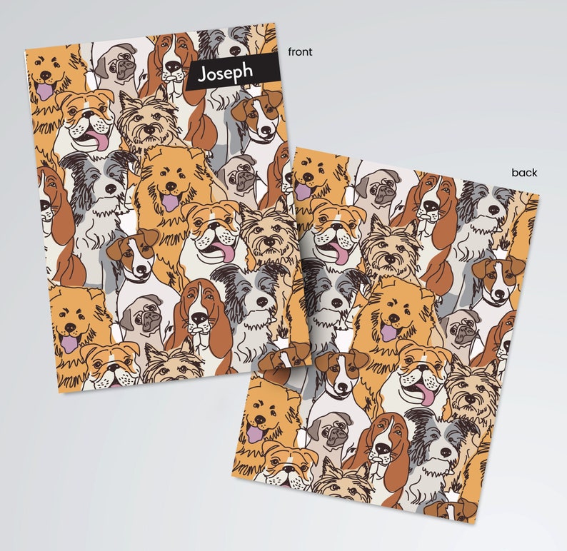 Personalized Dogs Pocket Folder, Back to School Folder, Illustrated ...