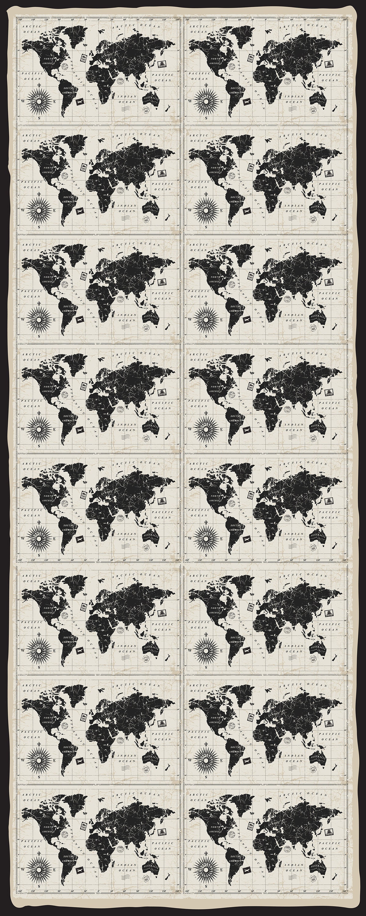 World Traveler Wrapping Paper Roll, Map Gift Wrap, Grunge Map Art ...