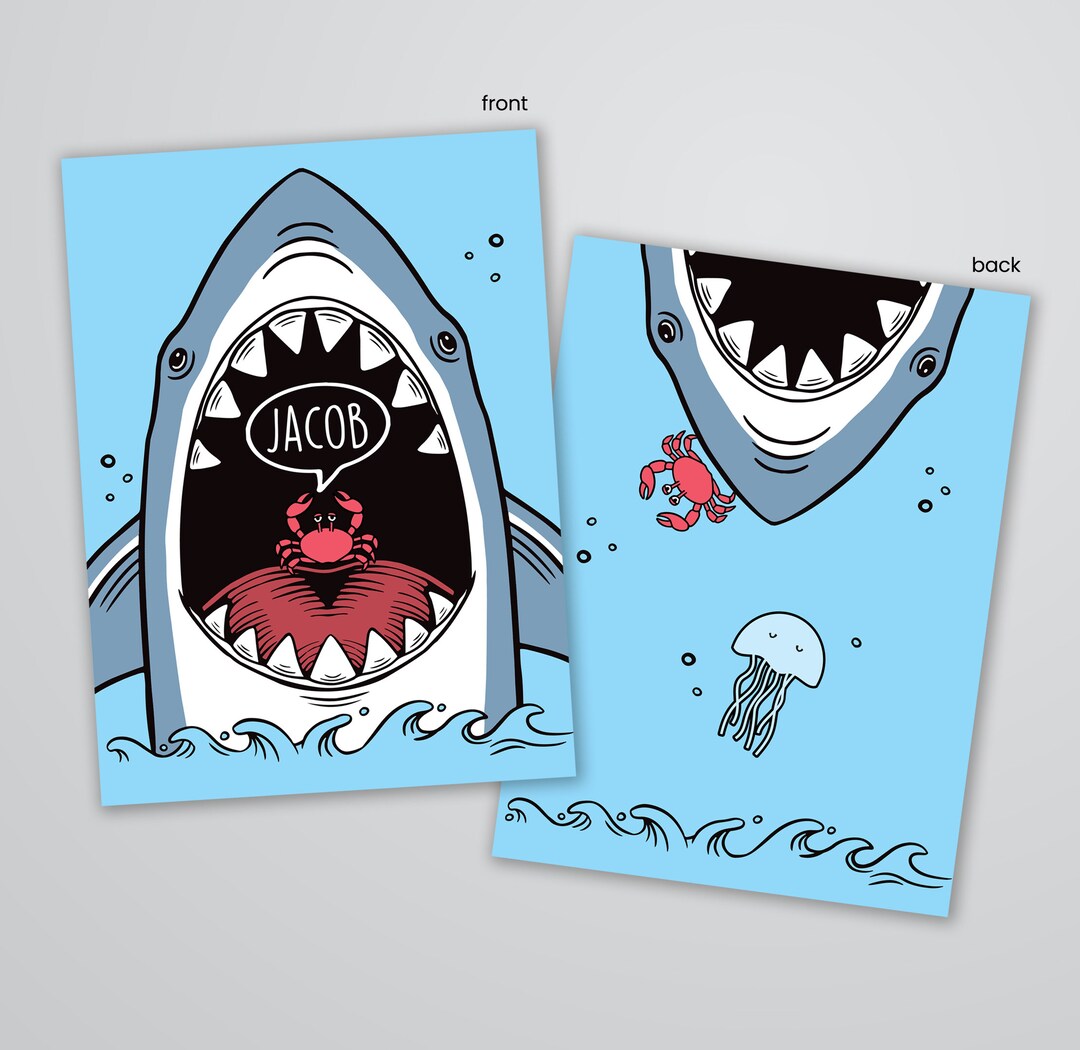 Personalized Shark Pocket Folder, Back to School Folder, School Supply ...