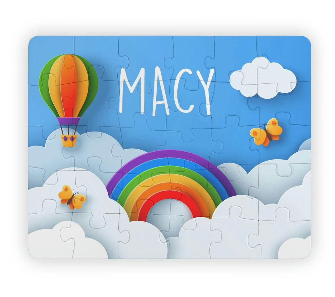 Personalized Rainbow Puzzle for Kids, Rainbows and Butterflies, Jigsaw ...