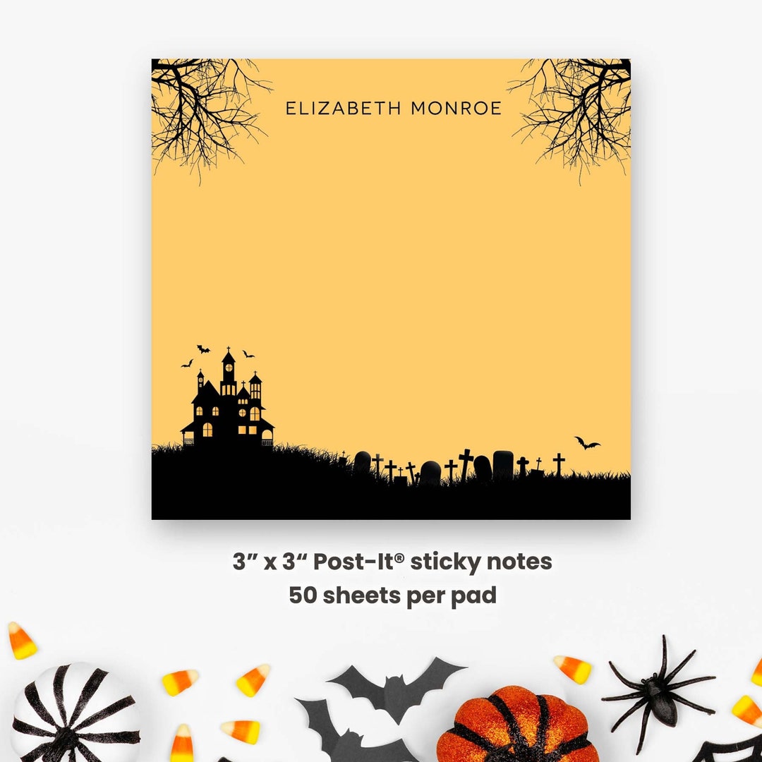 Personalized Haunted House Sticky Notes Halloween Post-it® - Etsy