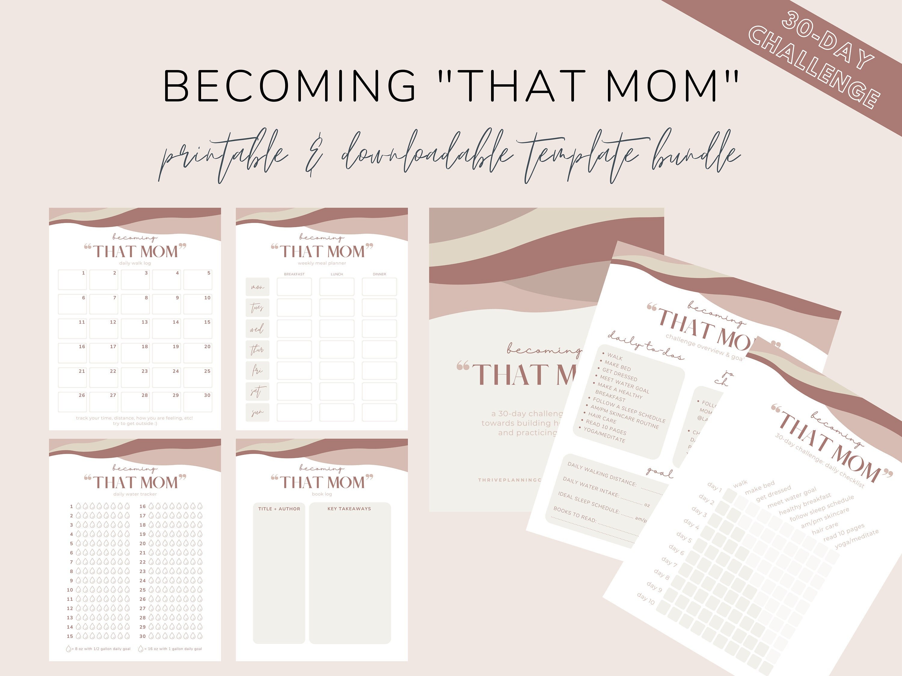 Becoming "that Mom" 30-day Challenge Printable Template BUNDLE ...