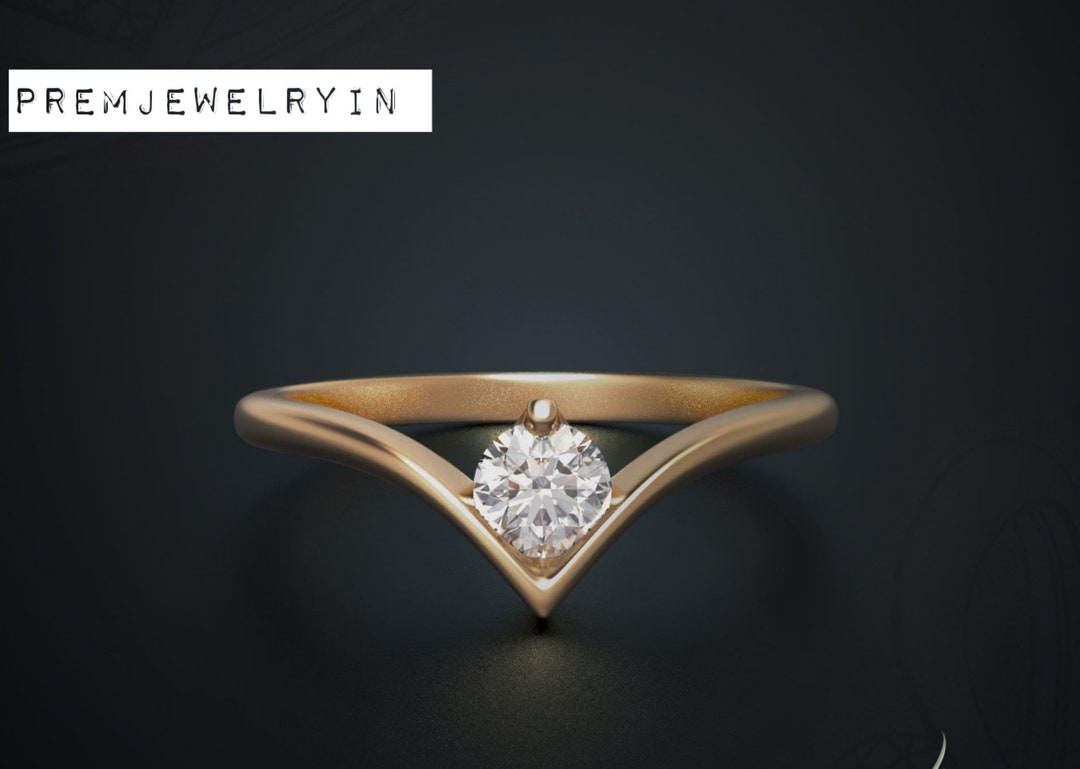 Diamond Basic Solo Ring, Tiny Diamond Solitaire Ring , Minimalist Promise Ring for Women, Small ...