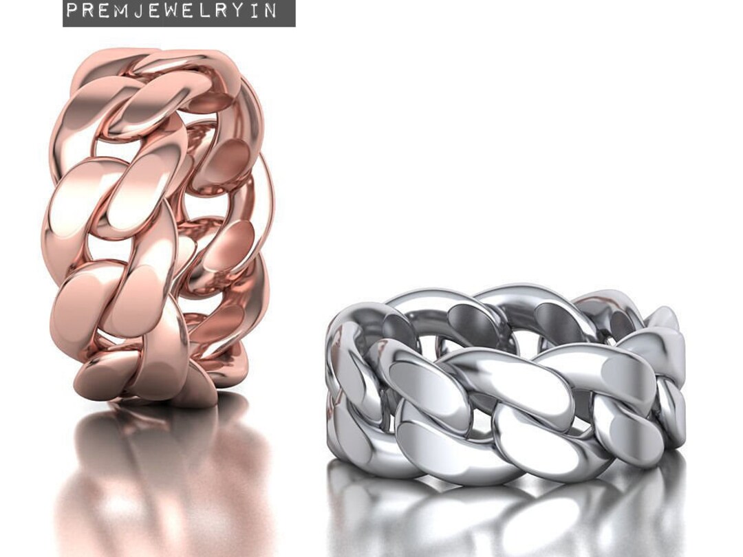 925 Starlin Silver Cuban Link Ring, Eternity Link Curb Chain Link, 10mm ...