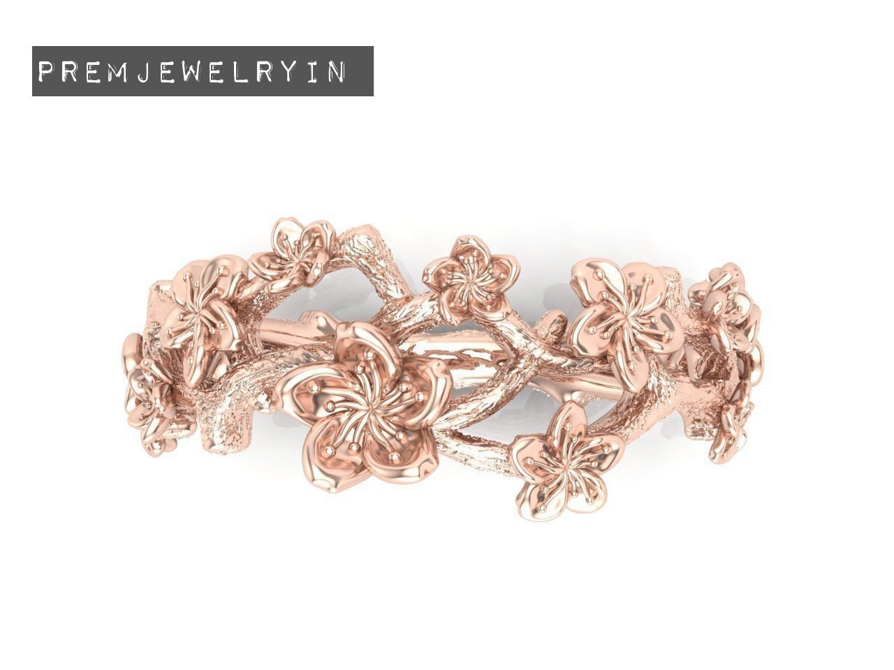 Handmade Sakura Ring: Gold Plated Sterling Silver Cherry Blossom ...