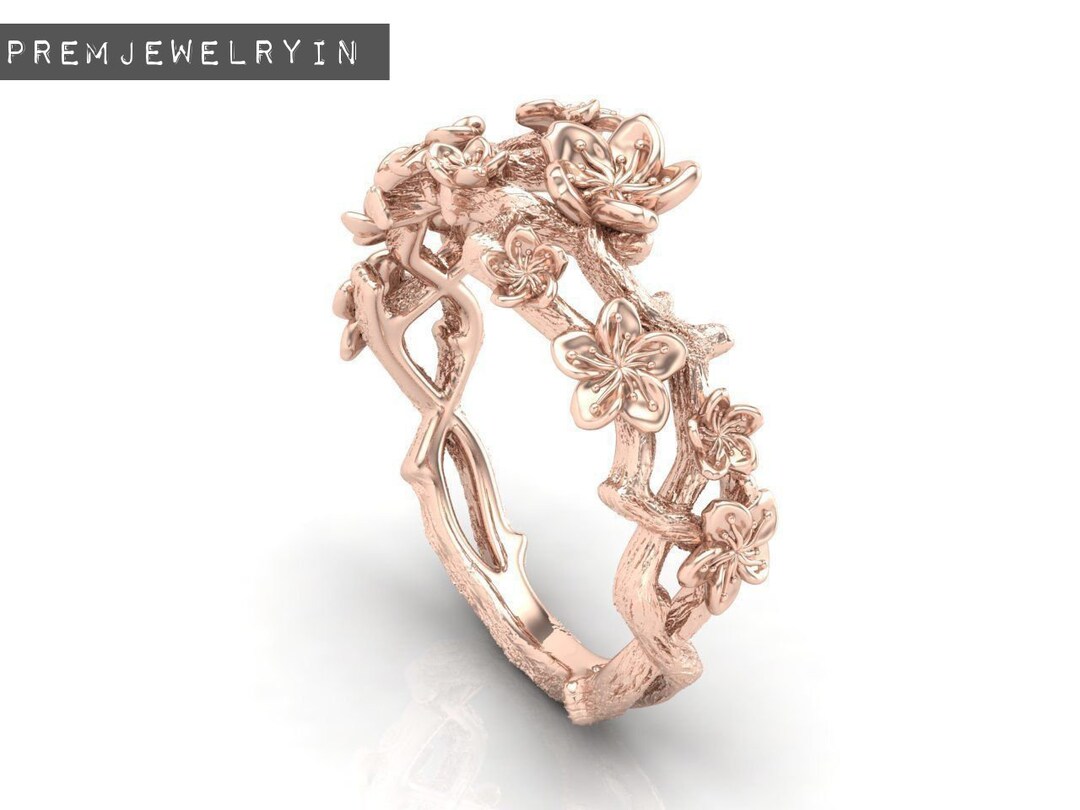 Handmade Sakura Ring: Gold Plated Sterling Silver Cherry Blossom ...