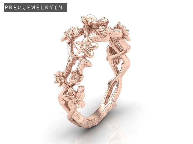 Handmade Sakura Ring: Gold Plated Sterling Silver Cherry Blossom ...
