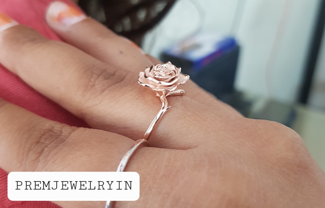 925 Sterling Silver Rose Ring, Rose Diamond Ring, Flower Pattern Ring, Diamond Ring, Women Rose ...