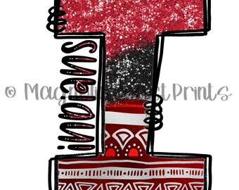 Indians Football Cheer Mascot Glitter PNG Sports Digital File ...