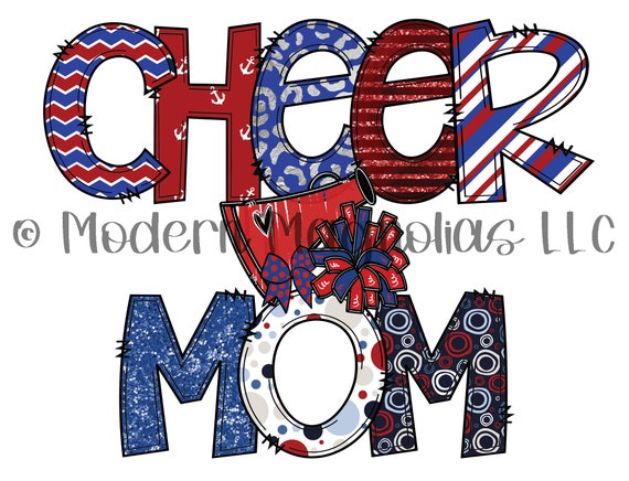 Cheer Mom Red Blue PNG Digital Transfer - Etsy