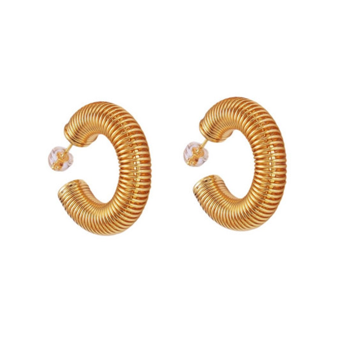 Spiral Gold Hoops for Women Affordable Gold Gold Plated hoop Earring - Etsy